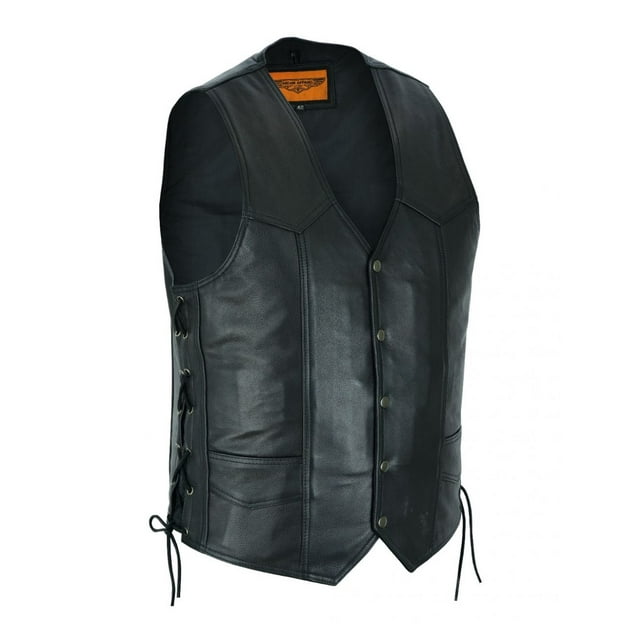 Dream Apparel Mens Leather Motorcycle Vest for Riding, Biker Vest Black ...