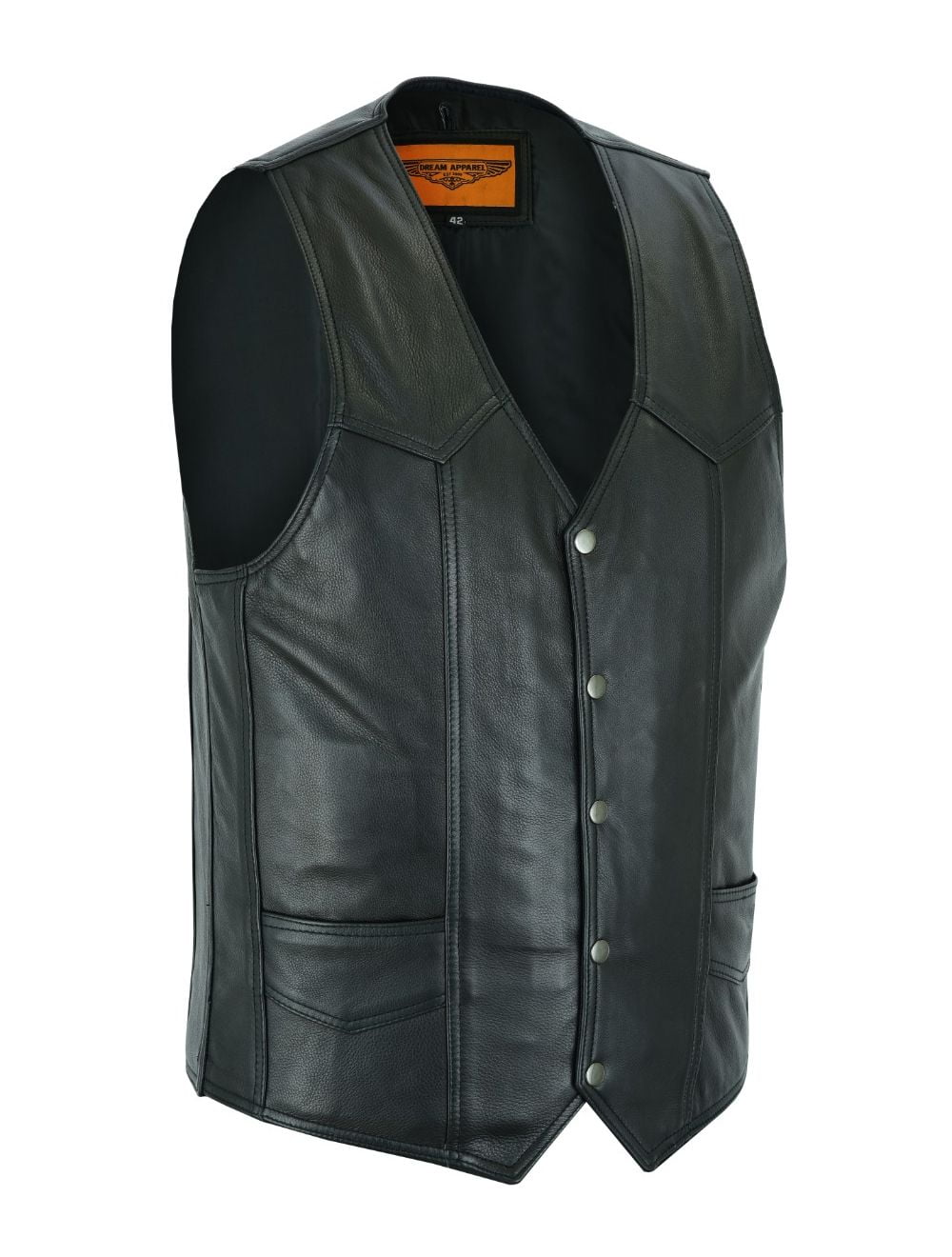 Dream Apparel Mens Leather Motorcycle Vest for Riding, Biker Vest Black ...