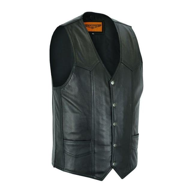 Dream Apparel Mens Leather Motorcycle Vest for Riding, Biker Vest Black ...