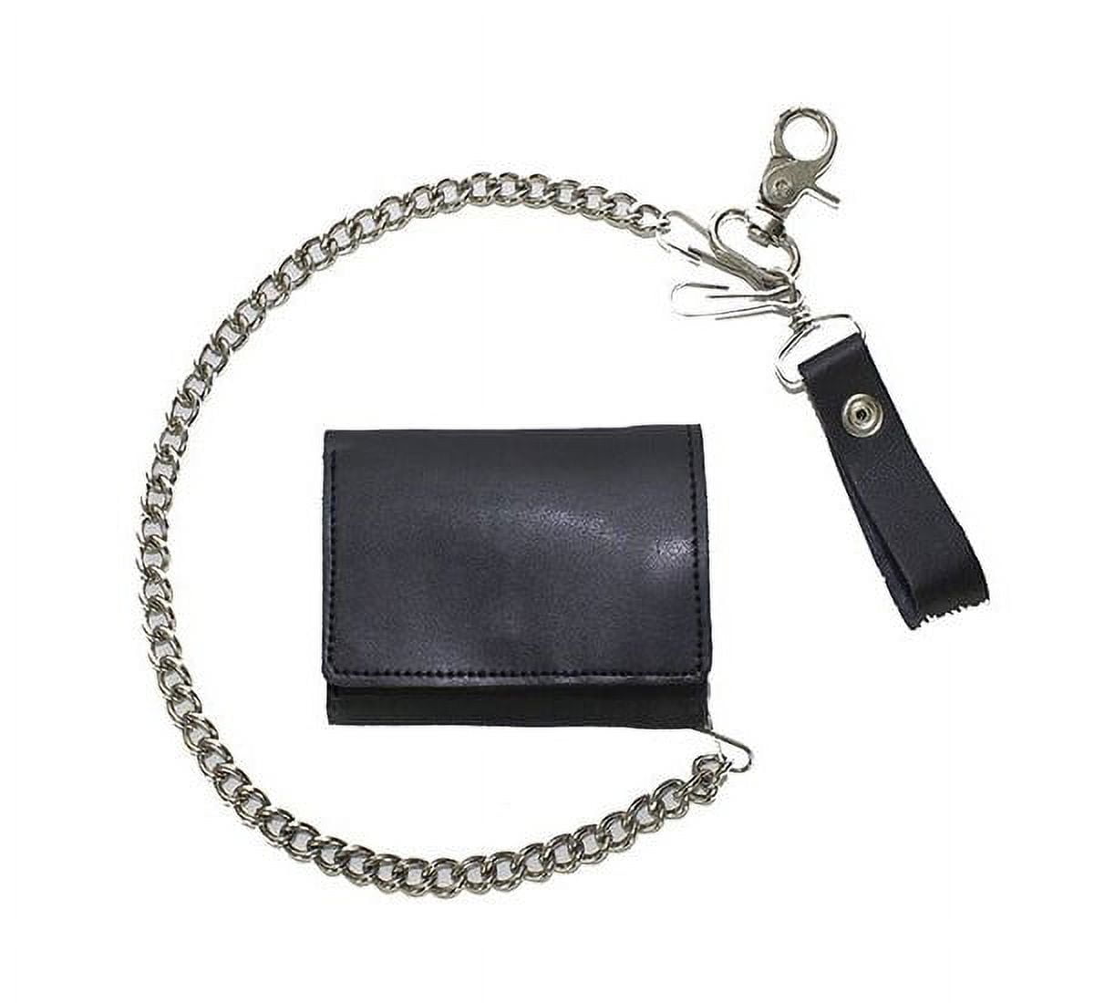 Dream Apparel Tri-Fold Chain Wallet for Men and Women, Cowhide Leather ...
