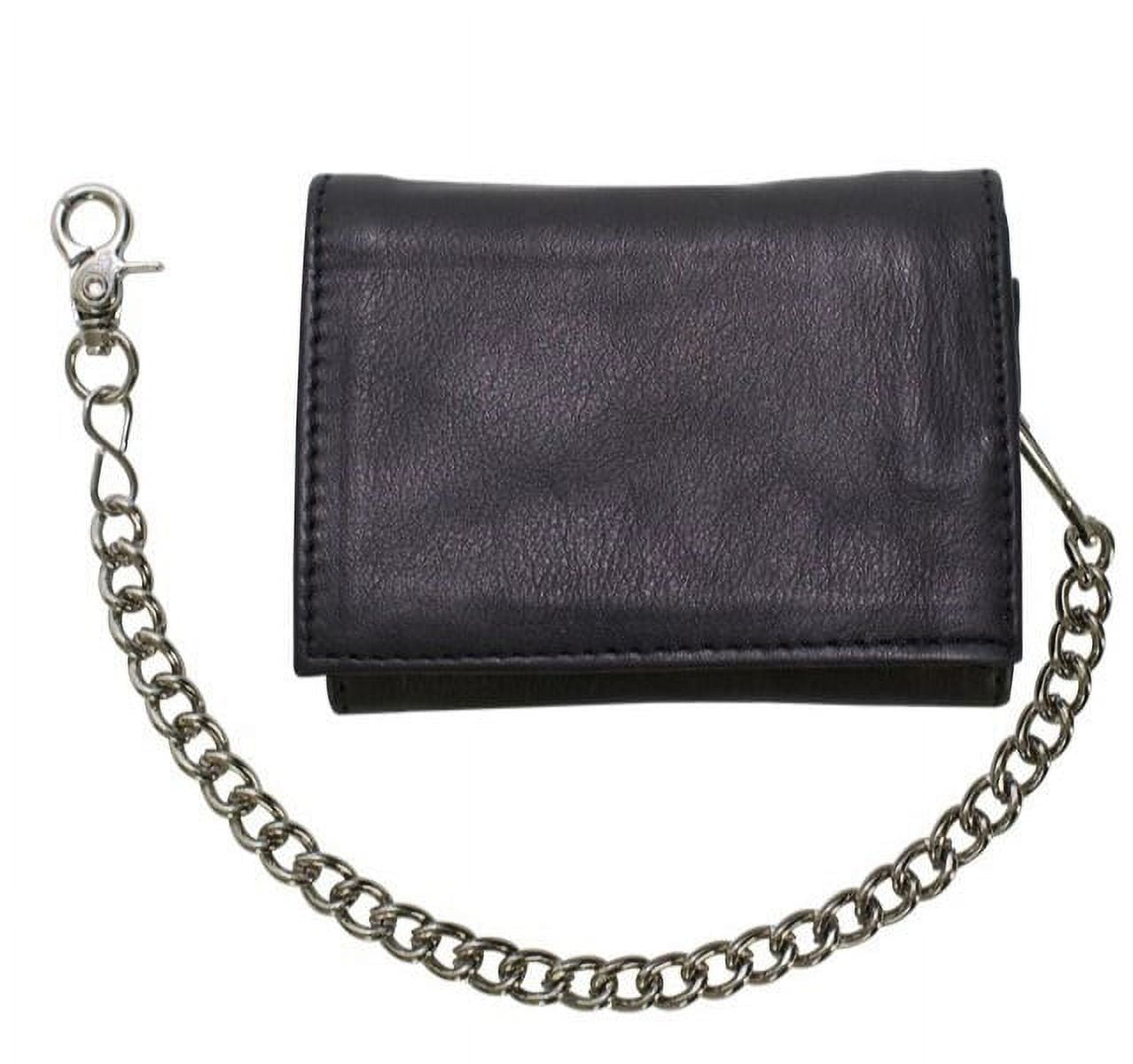 Dream Apparel Tri-Fold Chain Wallet for Men and Women, Cowhide Leather ...