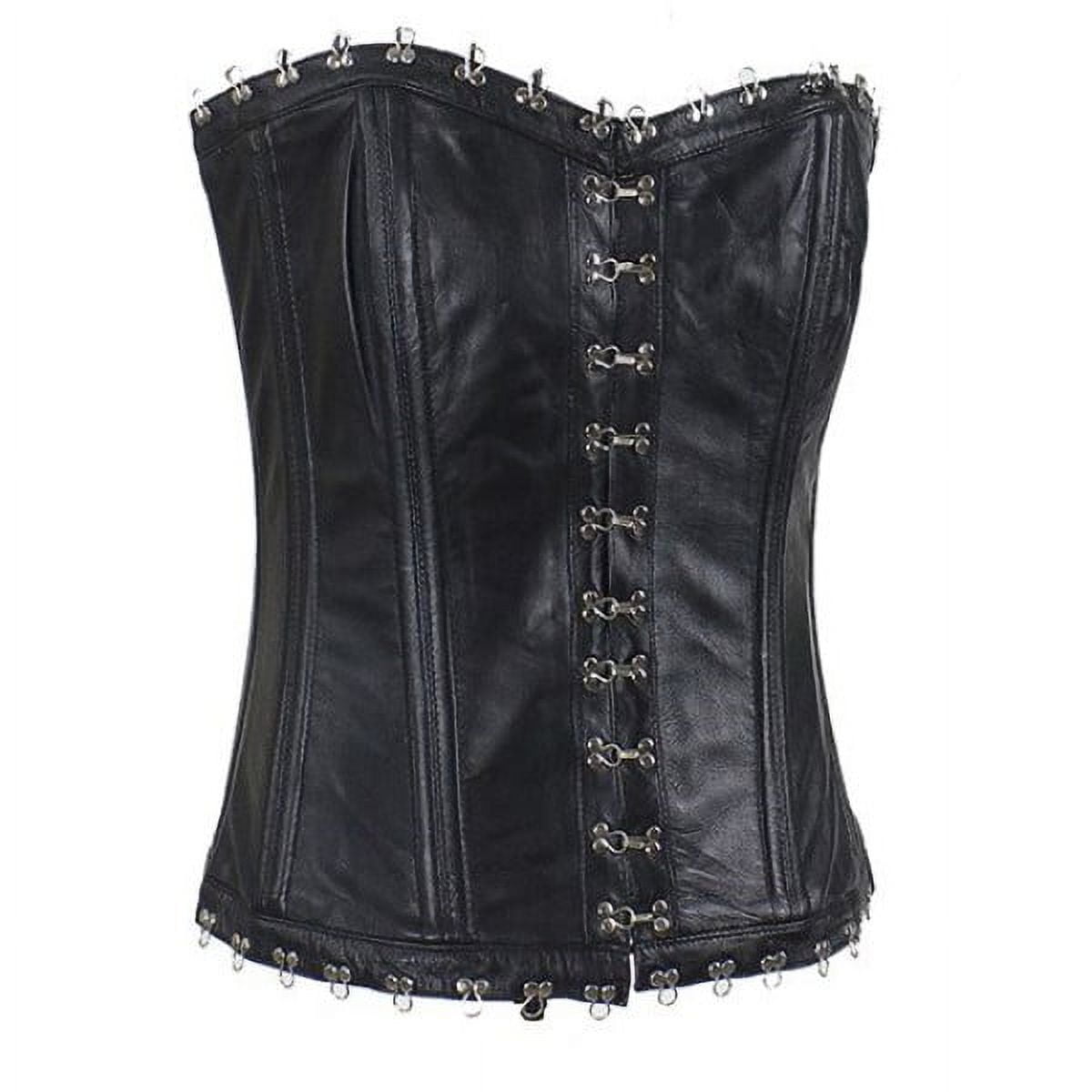 Dream Apparel Women's Hook & Eye Lambskin Leather Corset Lace up Tops ...