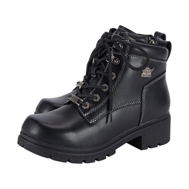 Dream Apparel Women's Knee High Combat Boots, PU Leather, Side Zipper ...