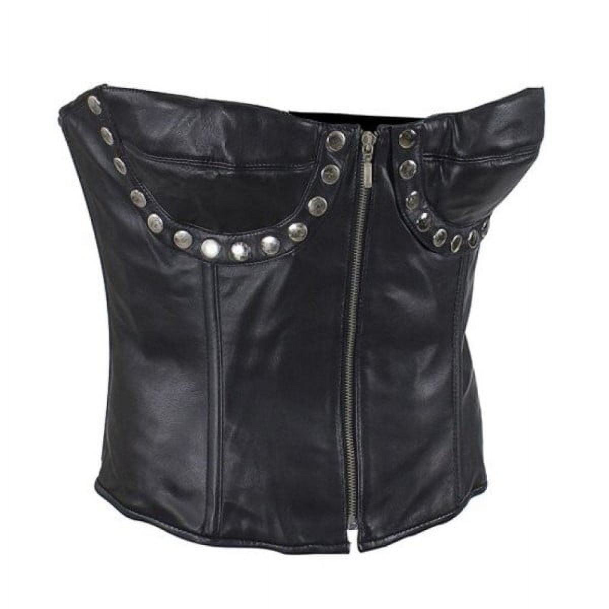 Dream Apparel Women's Studded Black Leather Corset Lace up Tops Buckle ...