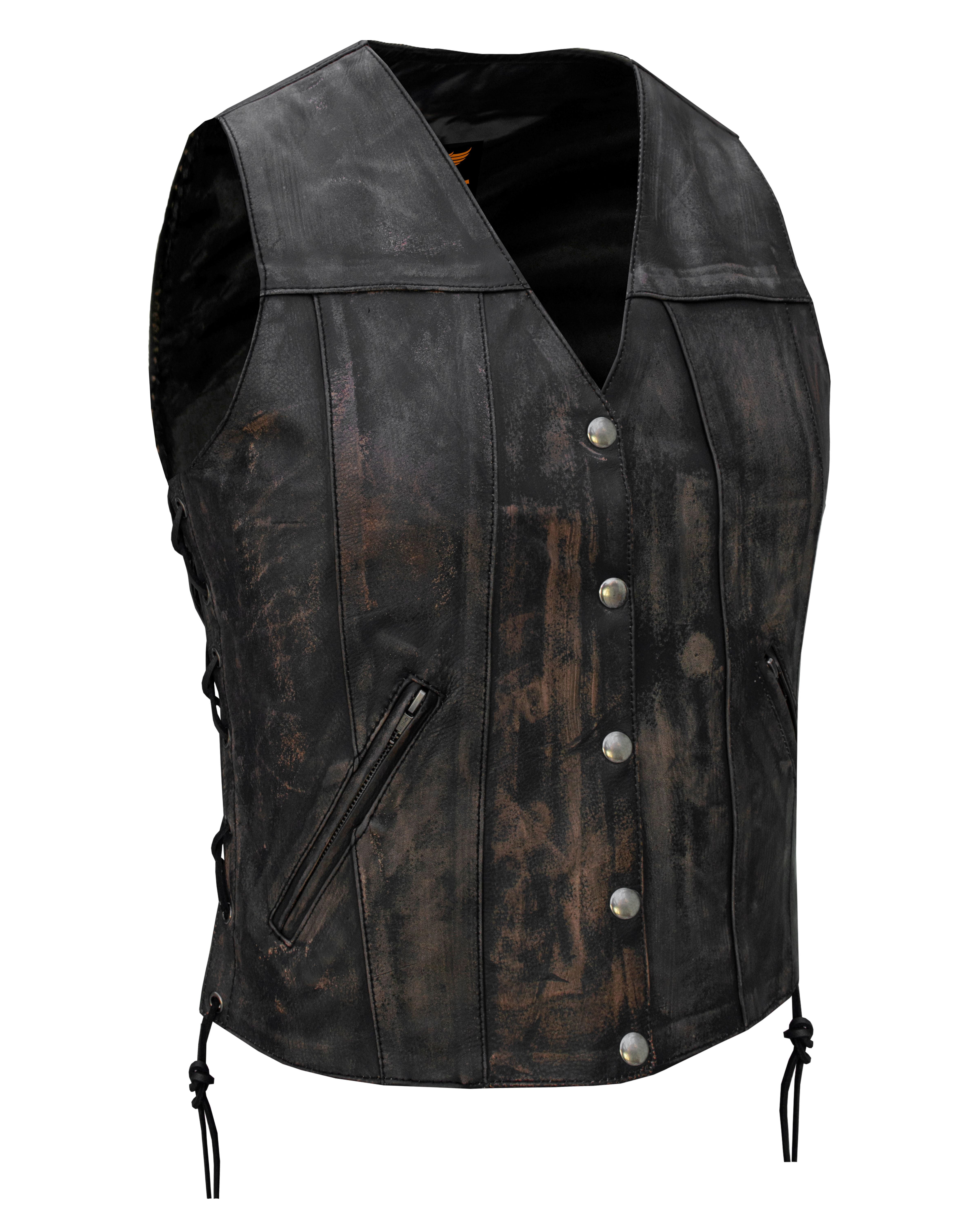 Dream Apparel Womens Motorcycle Leather Vests for Biker Riding Vest ...