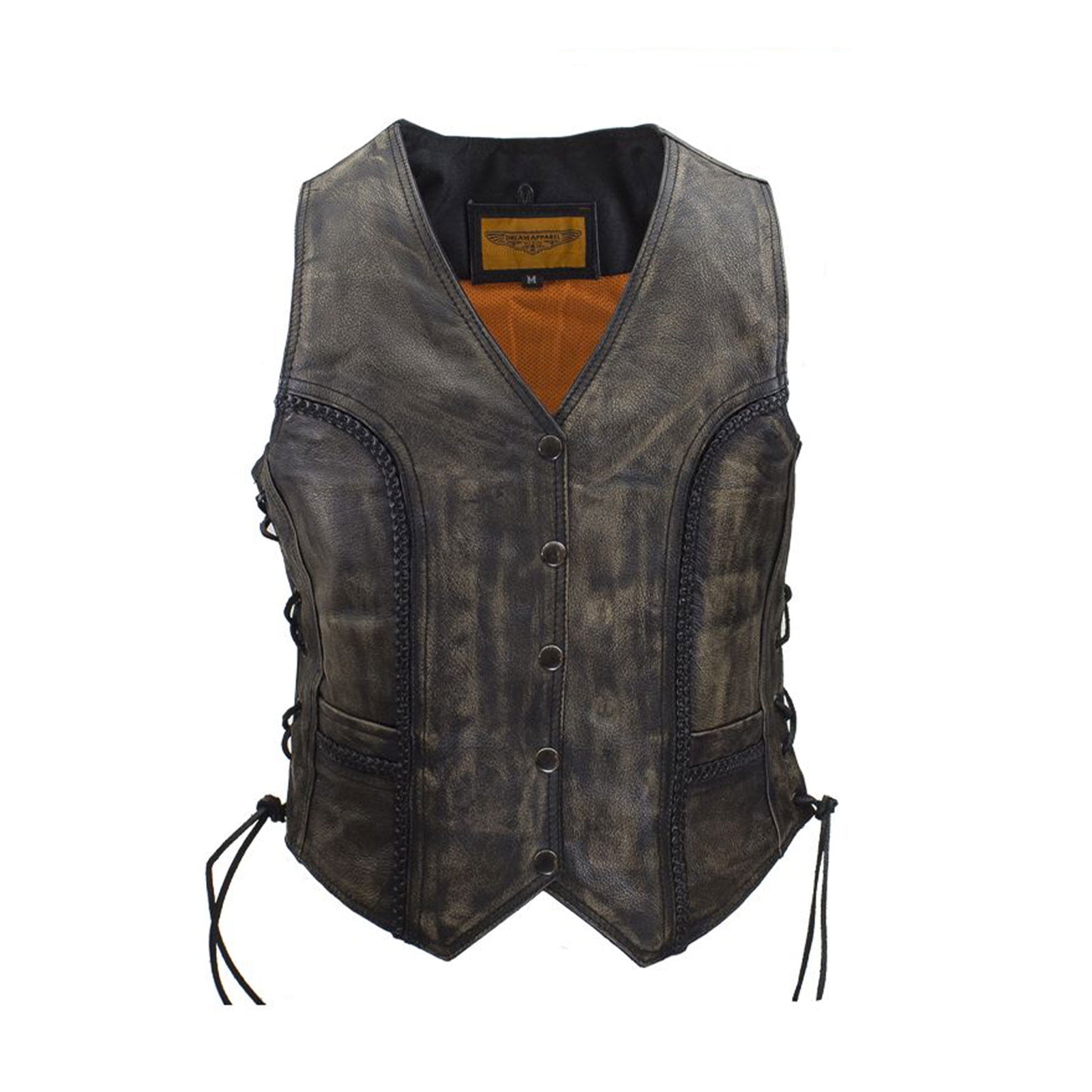 Dream Apparel Womens Motorcycle Vest Black Genuine Leather Vests for ...