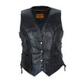 Dream Apparel Womens Motorcycle Vest Black Genuine Leather Vests for ...