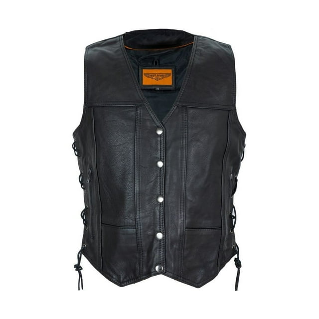 Dream Apparel Womens Motorcycle Vest Cowhide Leather Vests for Ladies ...