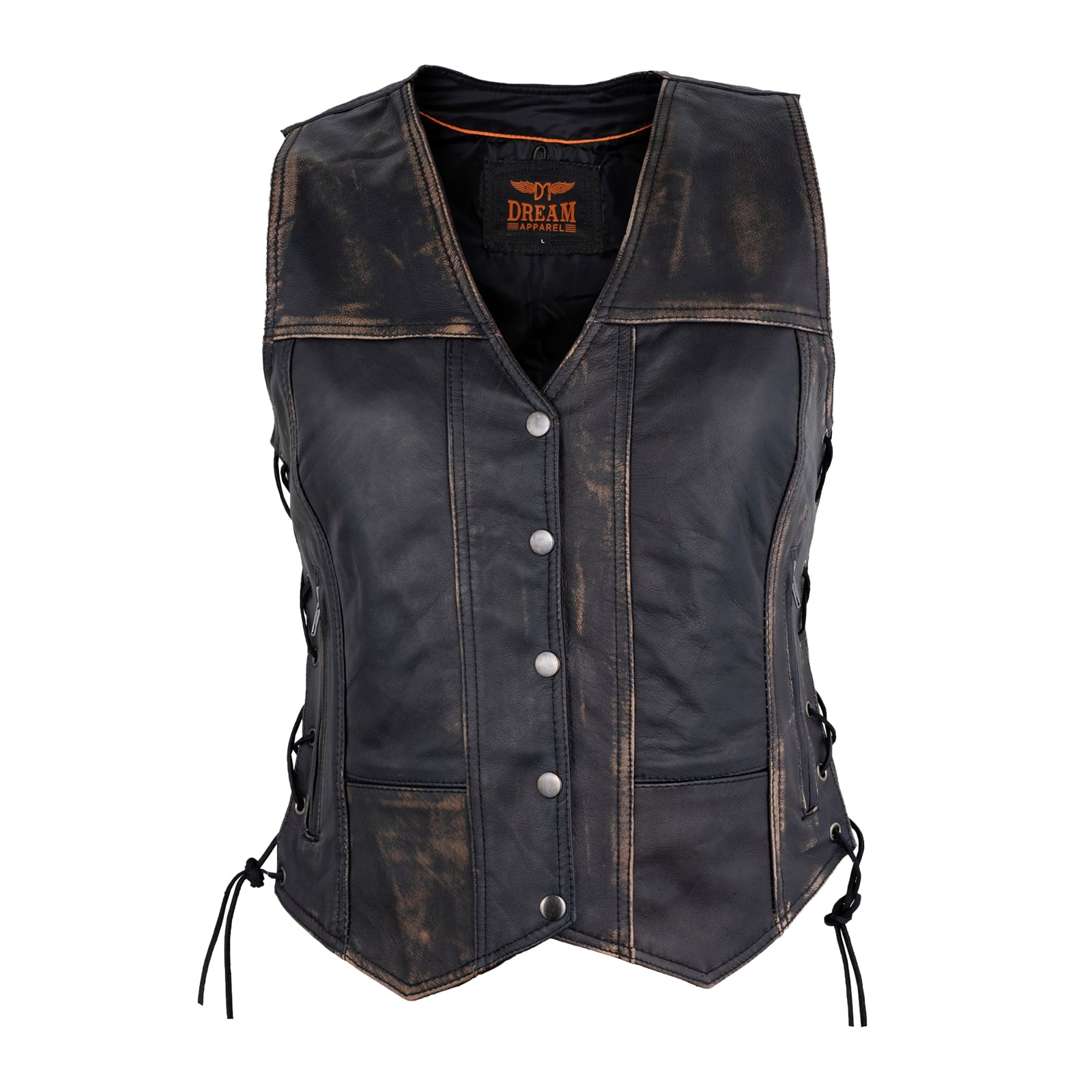 Dream Apparel Womens Motorcycle Vest Cowhide Leather Vests for Ladies ...
