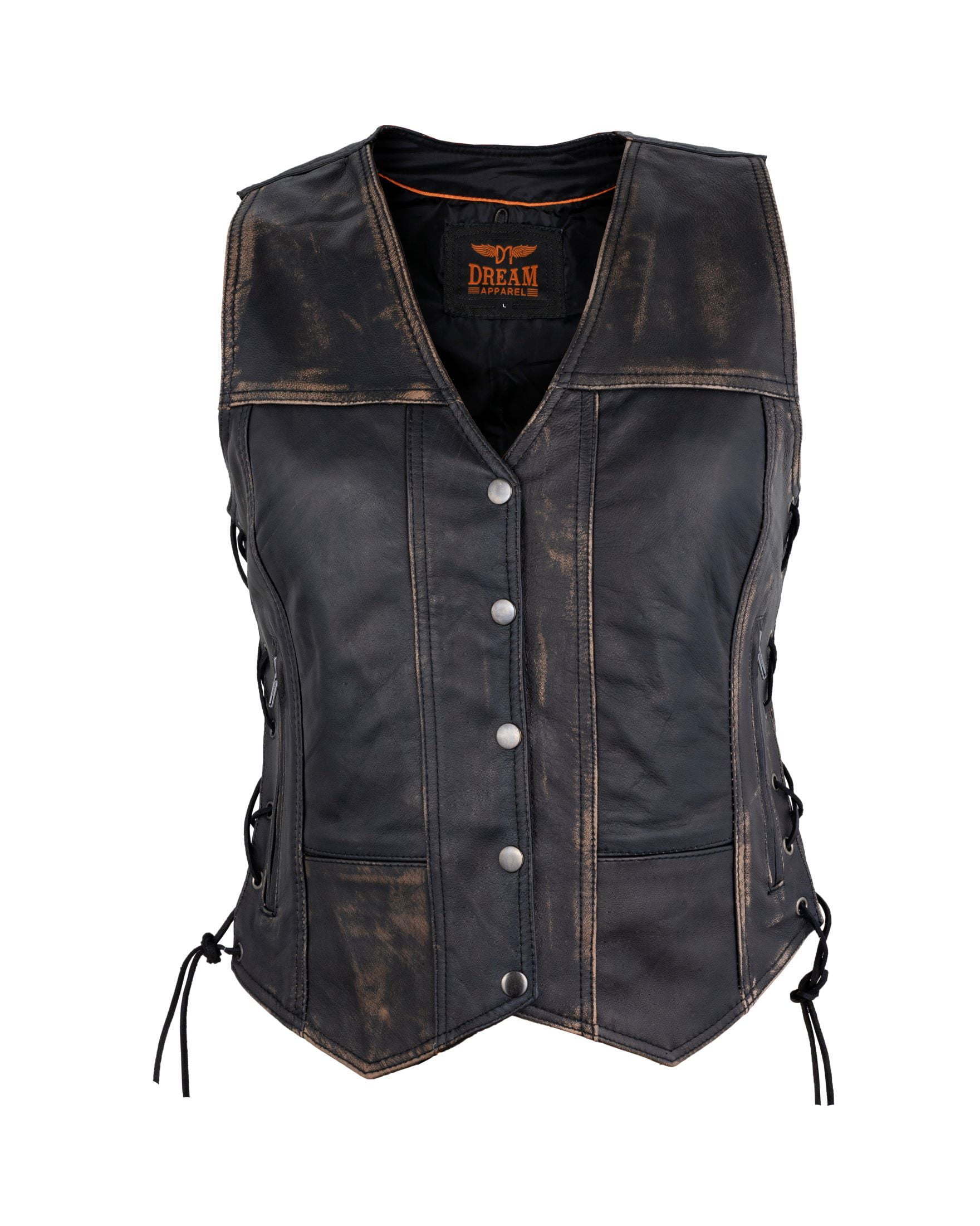 Dream Apparel Womens Motorcycle Vest Cowhide Leather Vests for Ladies ...