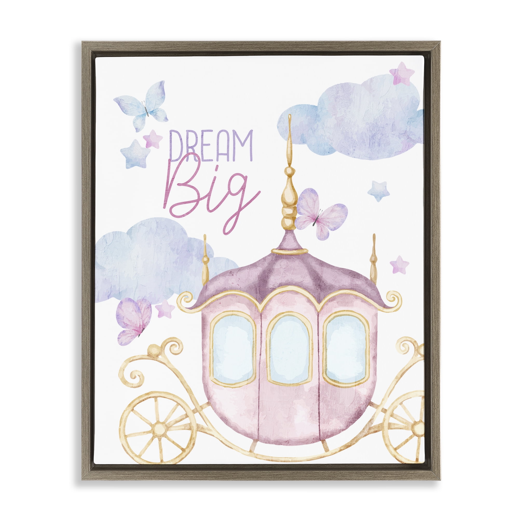 Dream Big Fantasy Carriage Brown Framed Floater Canvas Wall Art, design ...
