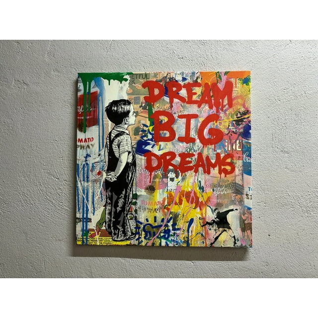 Dream Big Graffiti, Printed Canvas Canvas, Large Wall Art, Living Room ...