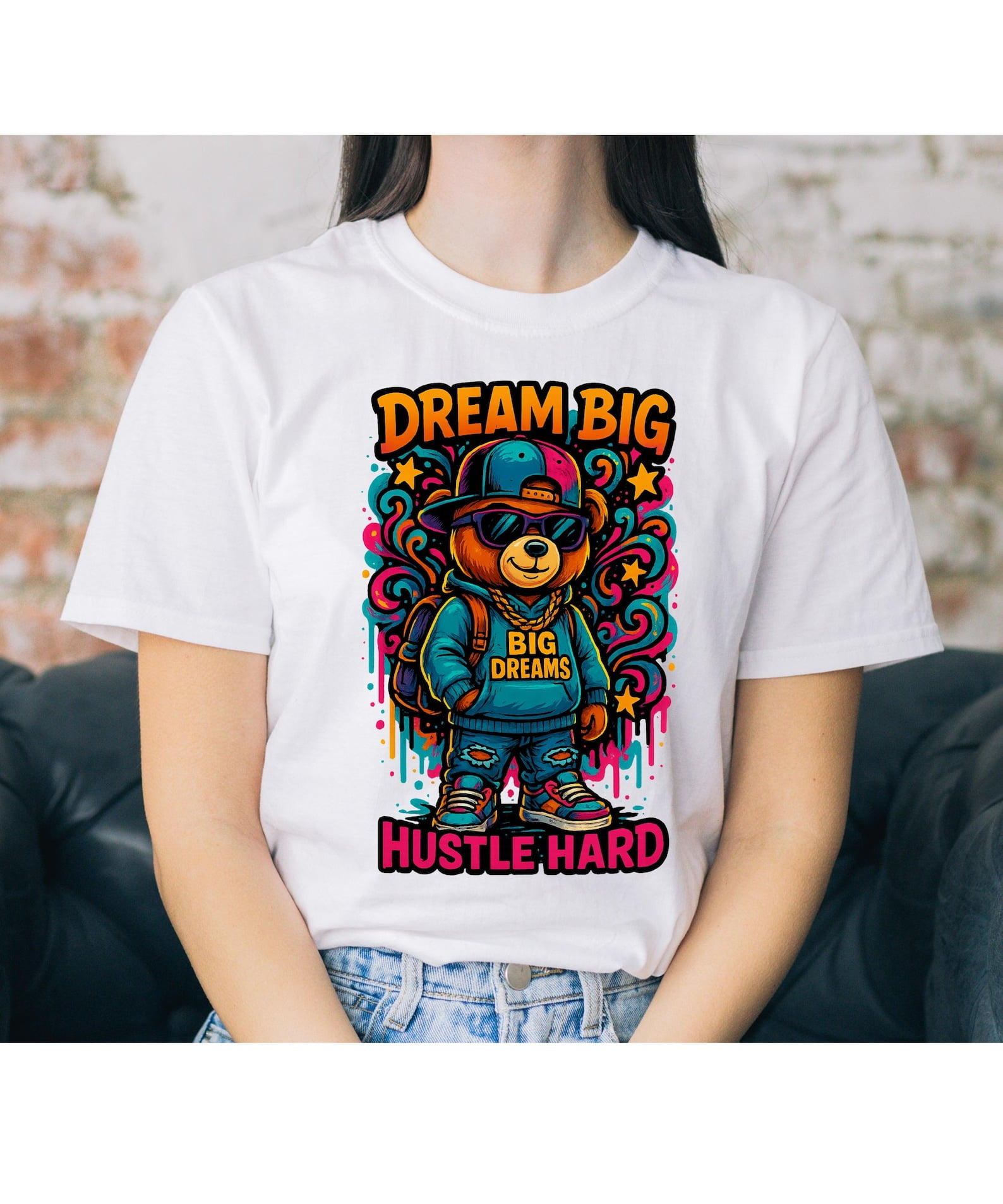 Dream Big Hustle Hard Unisex Cotton Tee, Inspirational Motivational ...