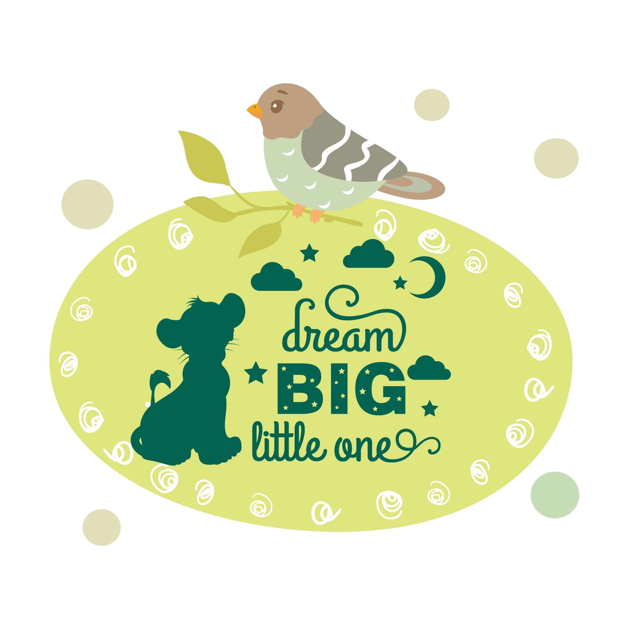 Dream Big Little One Cute Baby Lion Silhouette Sweet Dreams Quote Art ...