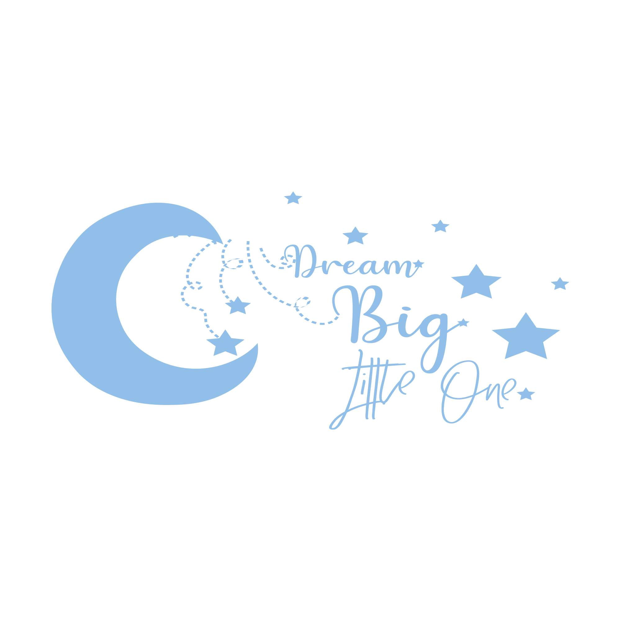 Dream Big Little One Cute Moon Children Room Motivational Quote Art ...