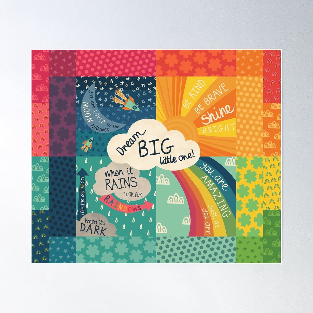 Dream Big Little One - Positive Quotes For Kids Poster Wall Art, Modern ...