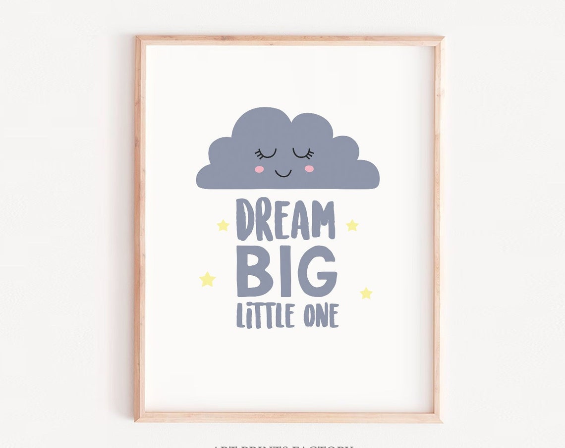 Dream Big Motivational Poster, Nursery Positive Quote, Baby Gift ...