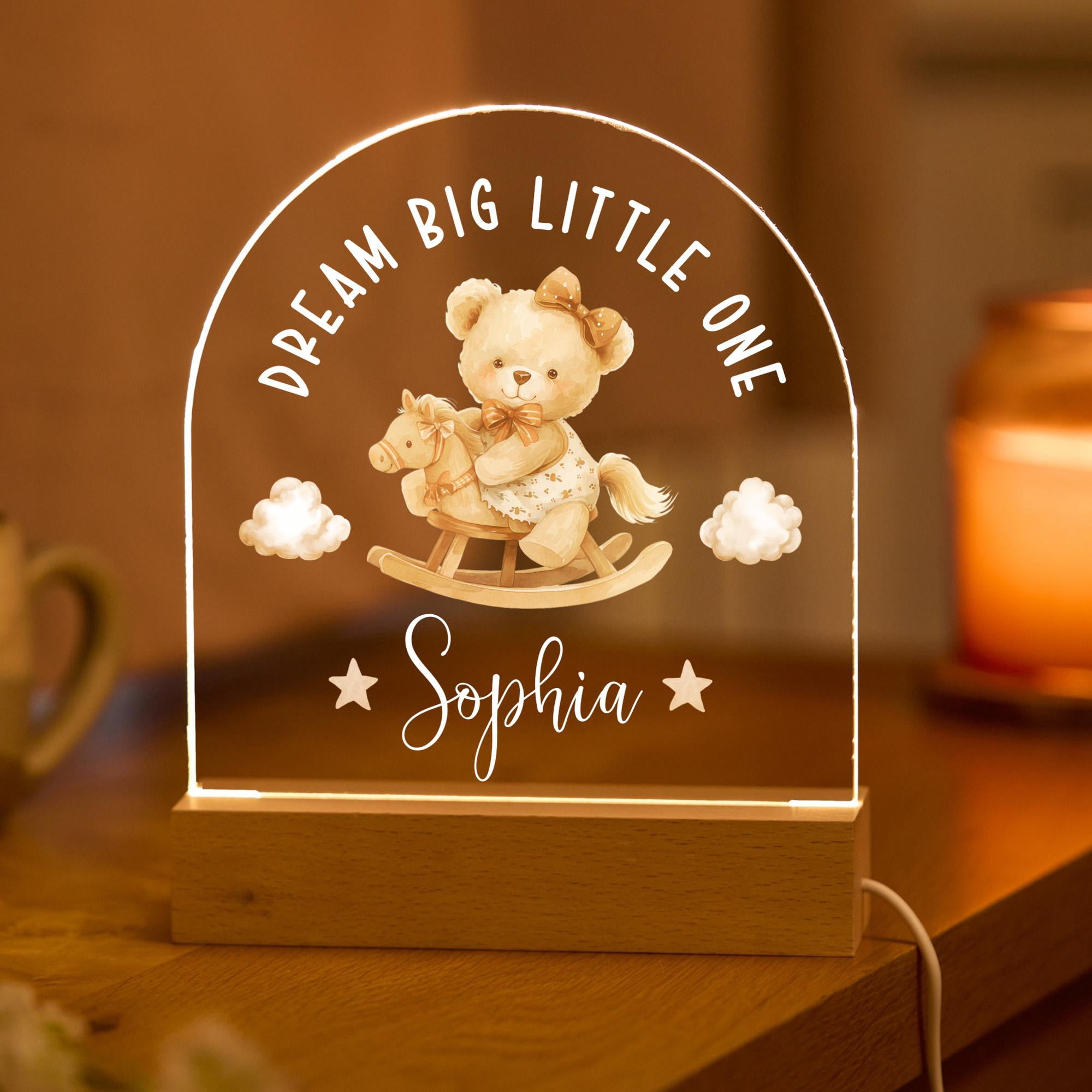Dream Big Nursery Custom Night Light Acrylic Plaque Wooden Base New ...