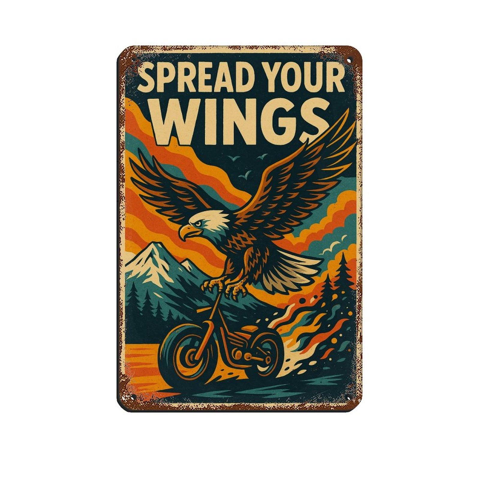 Dream Big, Ride Free, American Eagle Retro Poster Metal Tin Sign Chic Art Retro Iron Painting ...