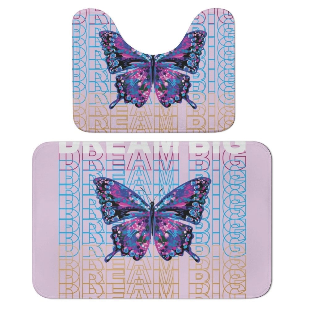 Dream Big Slogan Print Bathroom Rugs, 2 Pieces Bath Rug Mat U Shaped ...