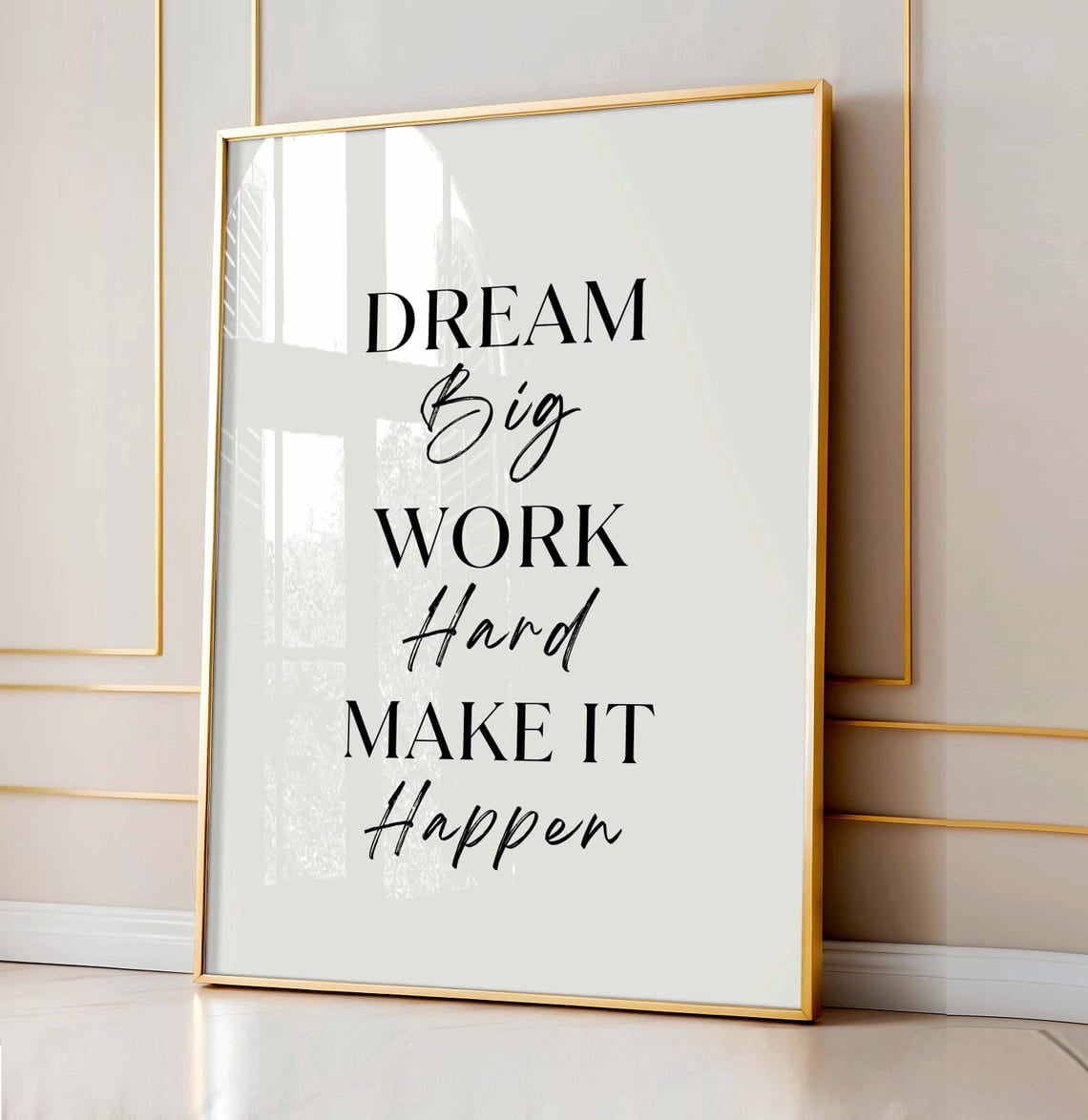 Dream Big Work Hard Inspirational Quote Wall Art, Unframed Canvas Size ...