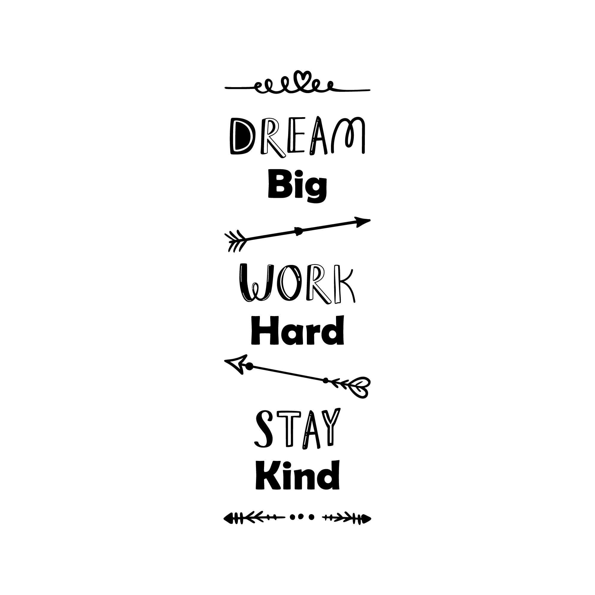 Dream Big Work Hard Stay Kind Positive Mindset Inspirational Quote Wall ...