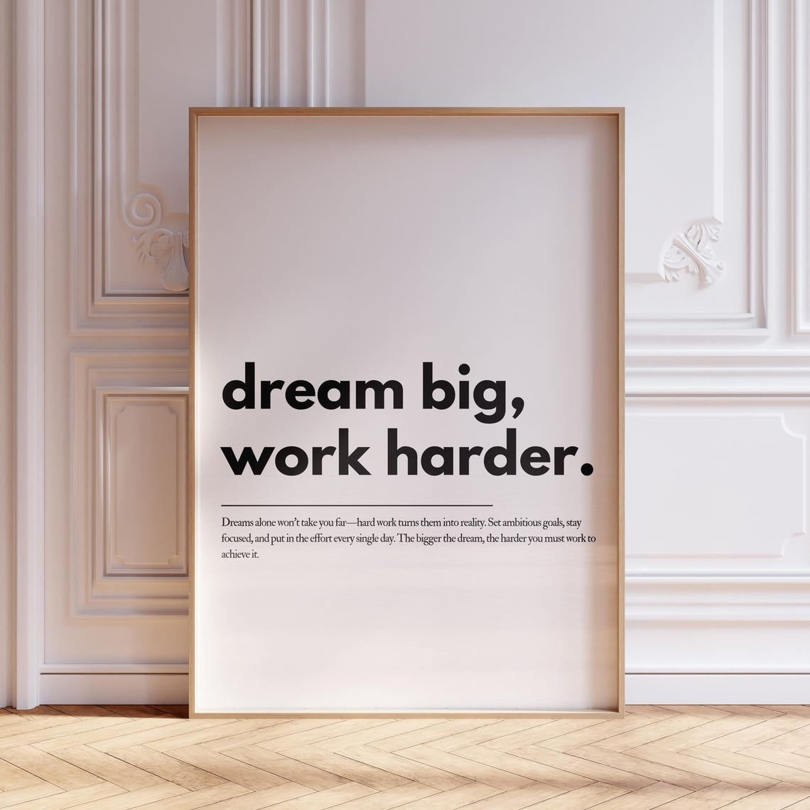 Dream Big Work Harder Motivational Poster, Home Office Wall Art ...