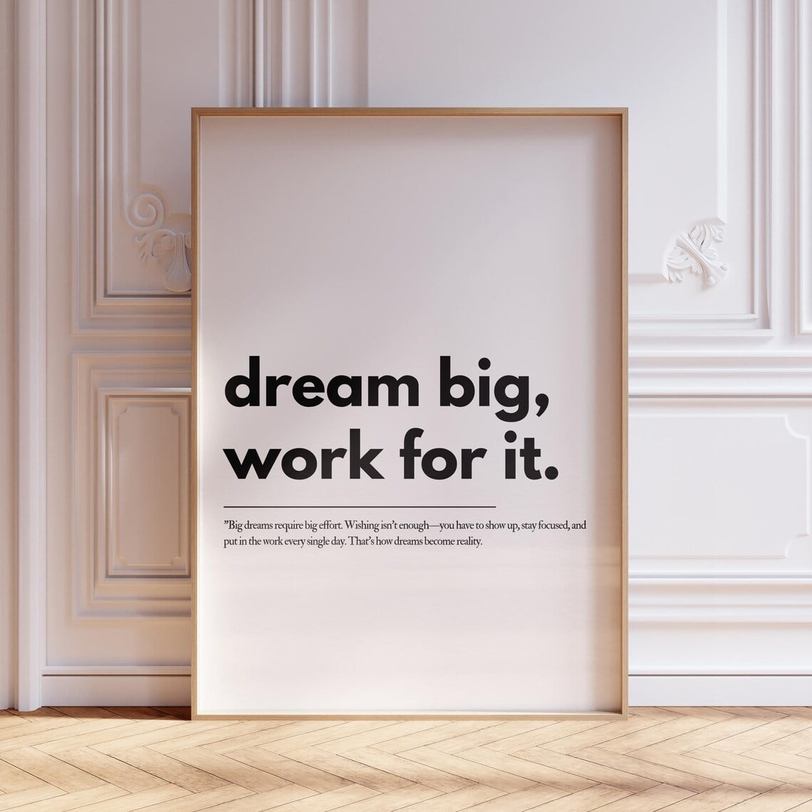 Dream Big Work For It Motivational Quote Wall Art, Mental Health Poster ...
