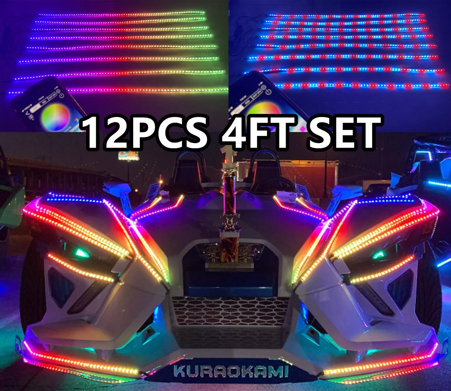Dream CHASING Music APP +Remote LED Strips Light 12PCS 4FT Single Row ...