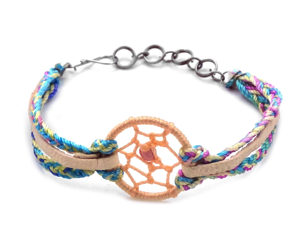 Dream Catcher Braided String Macramé Vegan Suede Multi Strand Bracelet ...