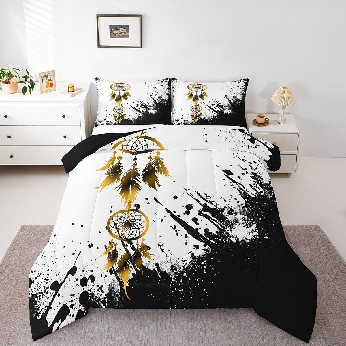 Dream Catcher Comforter Set King Size,Golden Chic Dreamcatcher Bedding ...