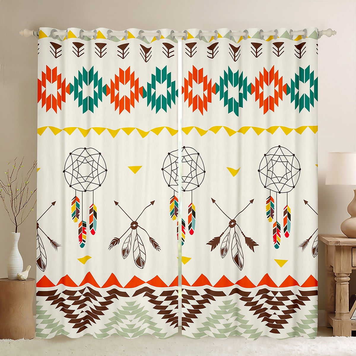 Dream Catcher Curtains & Drapes Tribe Arrow Aztec Curtains,Southwest ...