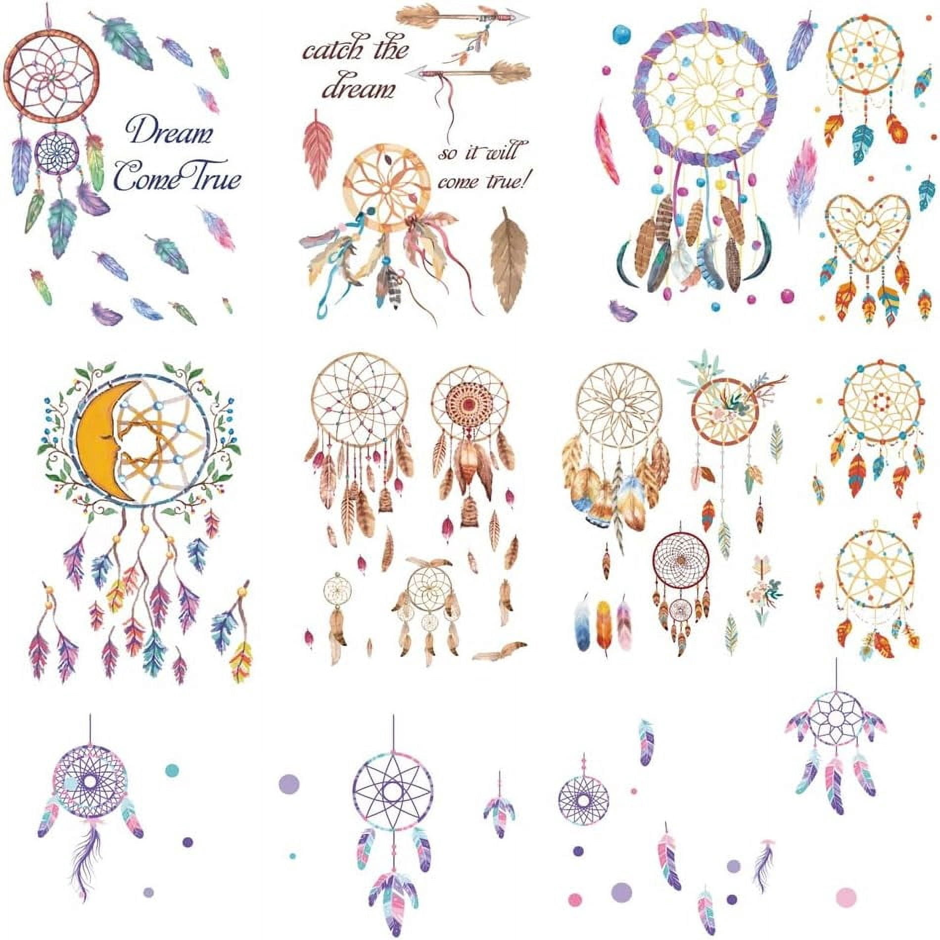 Dream Catcher Decals Feather Stickers Colorful Dream Come True Window ...