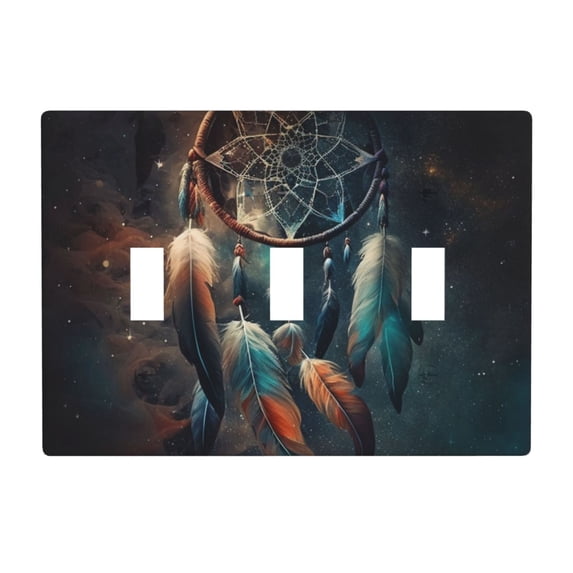 Dream Catcher Feather Starry Art 3 Gang Light Switch Cover Decorative ...
