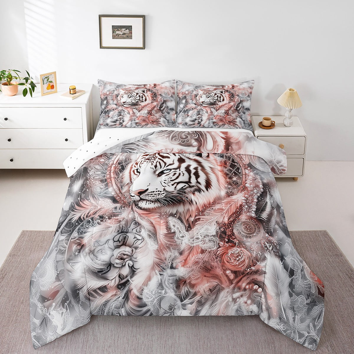 Dream Catcher Full Size Comforter Set Boho Wildlife Tiger Down ...