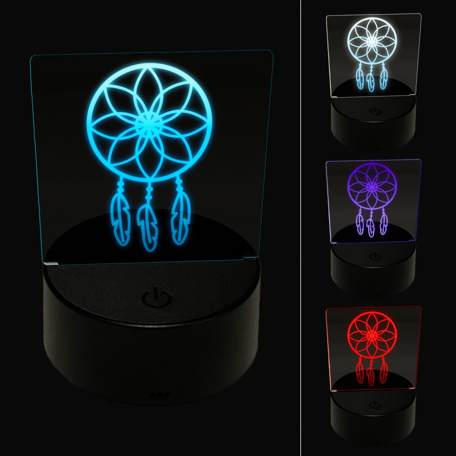 Dream Catcher LED Night Light Sign 3D Illusion Desk Nightstand Lamp ...