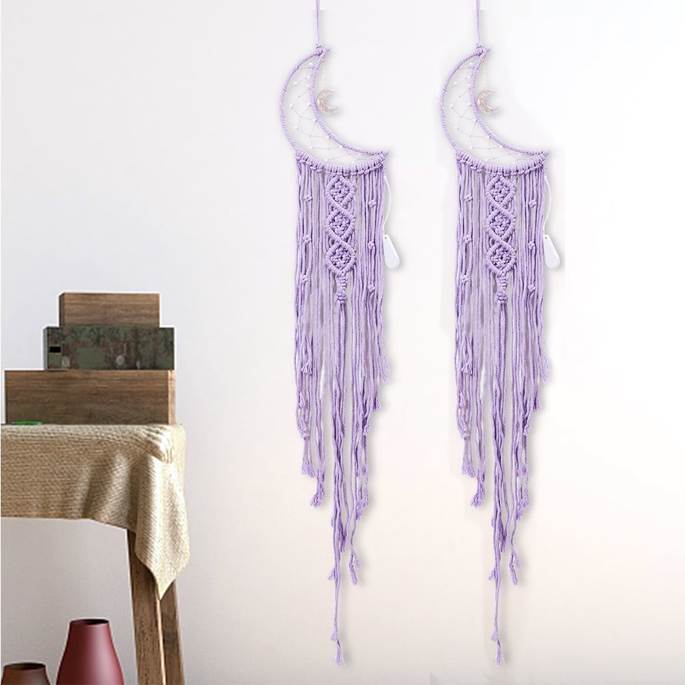 Dream Catcher Purple Moon Dream Catchers with Light, Hanging Moon Boho ...