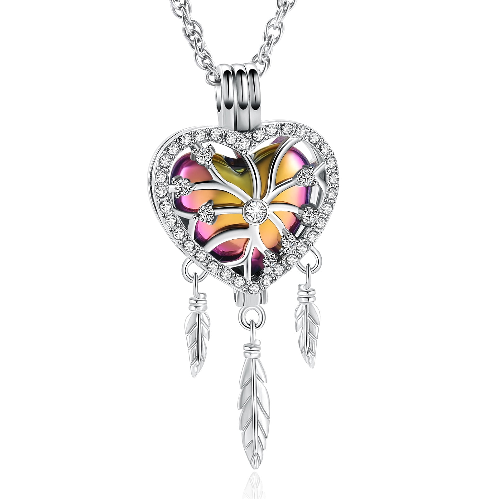 Stainless Steel Heart Dreamcather Cremation Urn Pendent for Ashes and ...