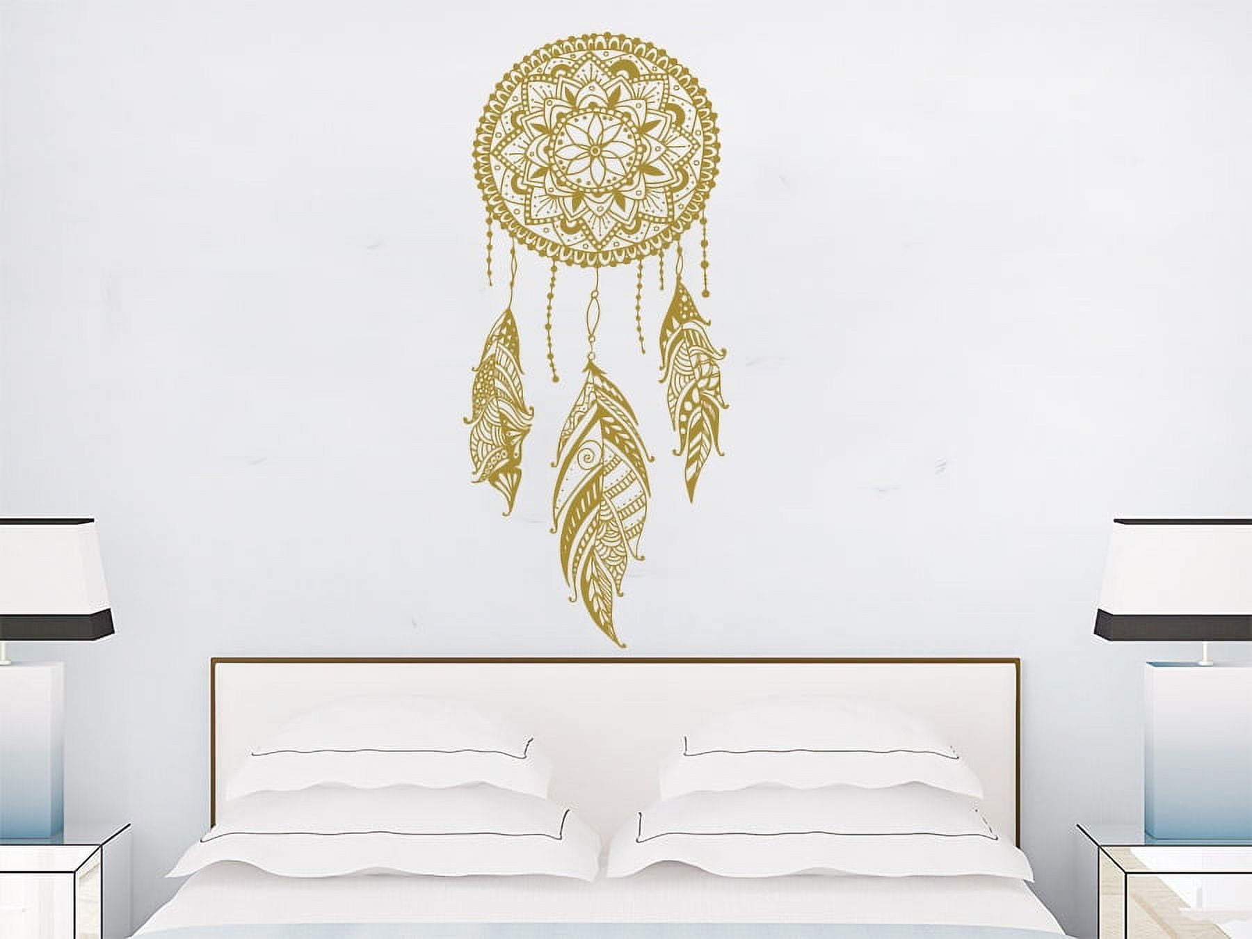 Dream Catcher Wall Decal Feathers Vinyl Sticker Bohemian Bedding Art ...