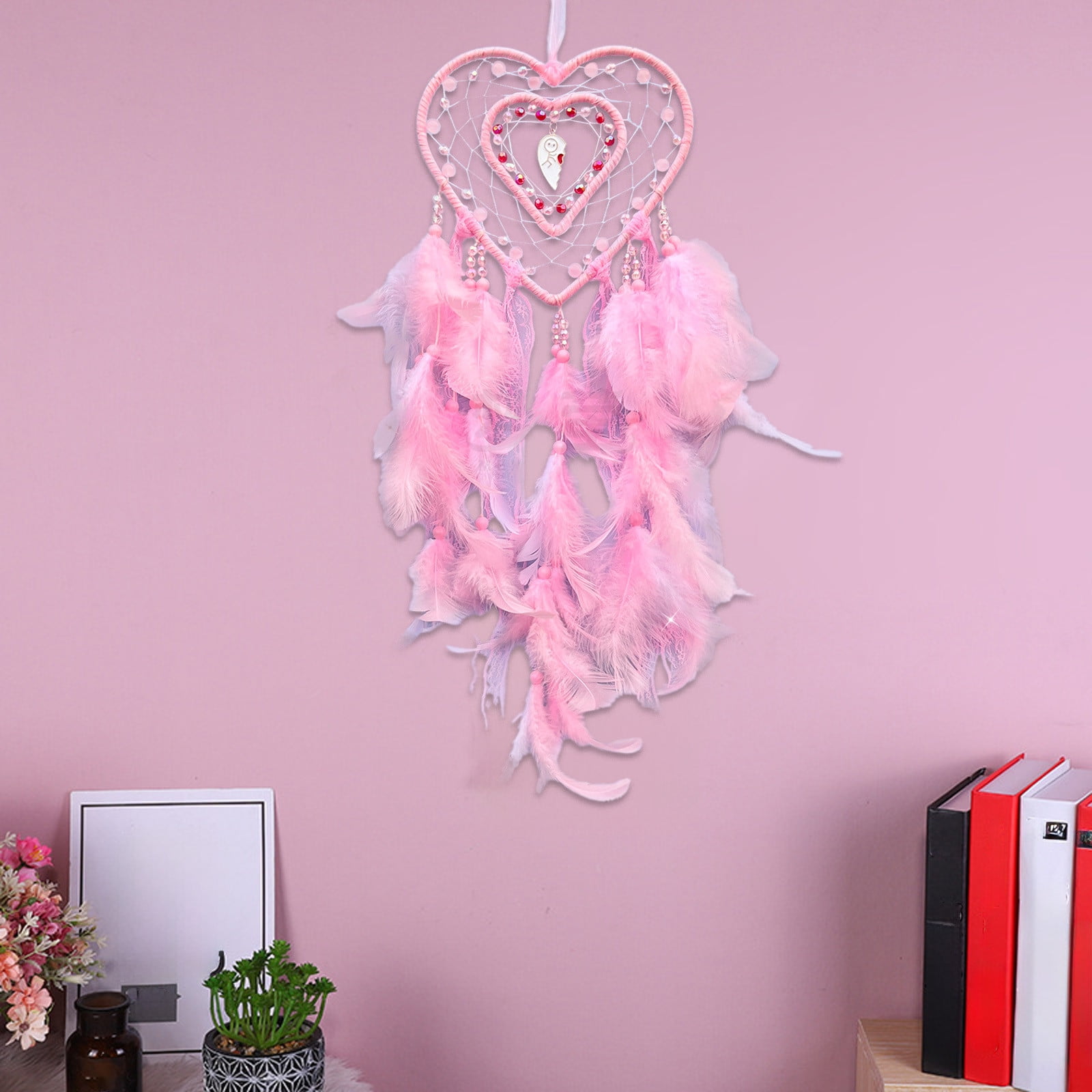 Dream Catchers, Wall Decor Pink Dream Catcher with Crystal Stone ...