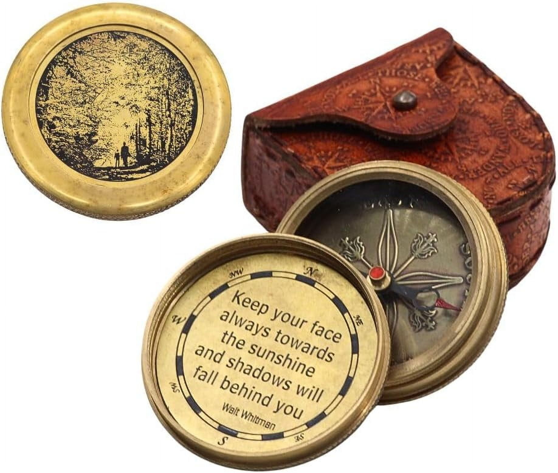 Dream Chaser Compass in Leather Case- Graduation Day Gift, Motivational Gift for Son ...