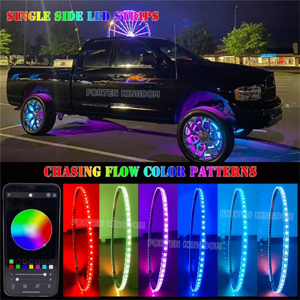 Dream Chasing Color Flow 15.5" Single Row Wheel Ring Light Car Truck ...