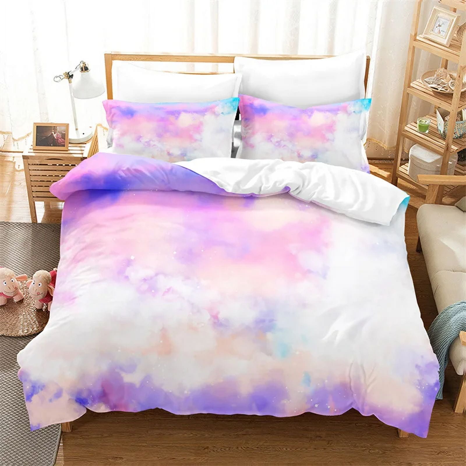 Dream Cloud Bedding Set Sky Pink Blue Duvet Cover Microfiber Comforter ...