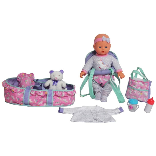 Dream Collection: Deluxe 16" Baby Doll Traveling Set - Unicorn, Grey ...