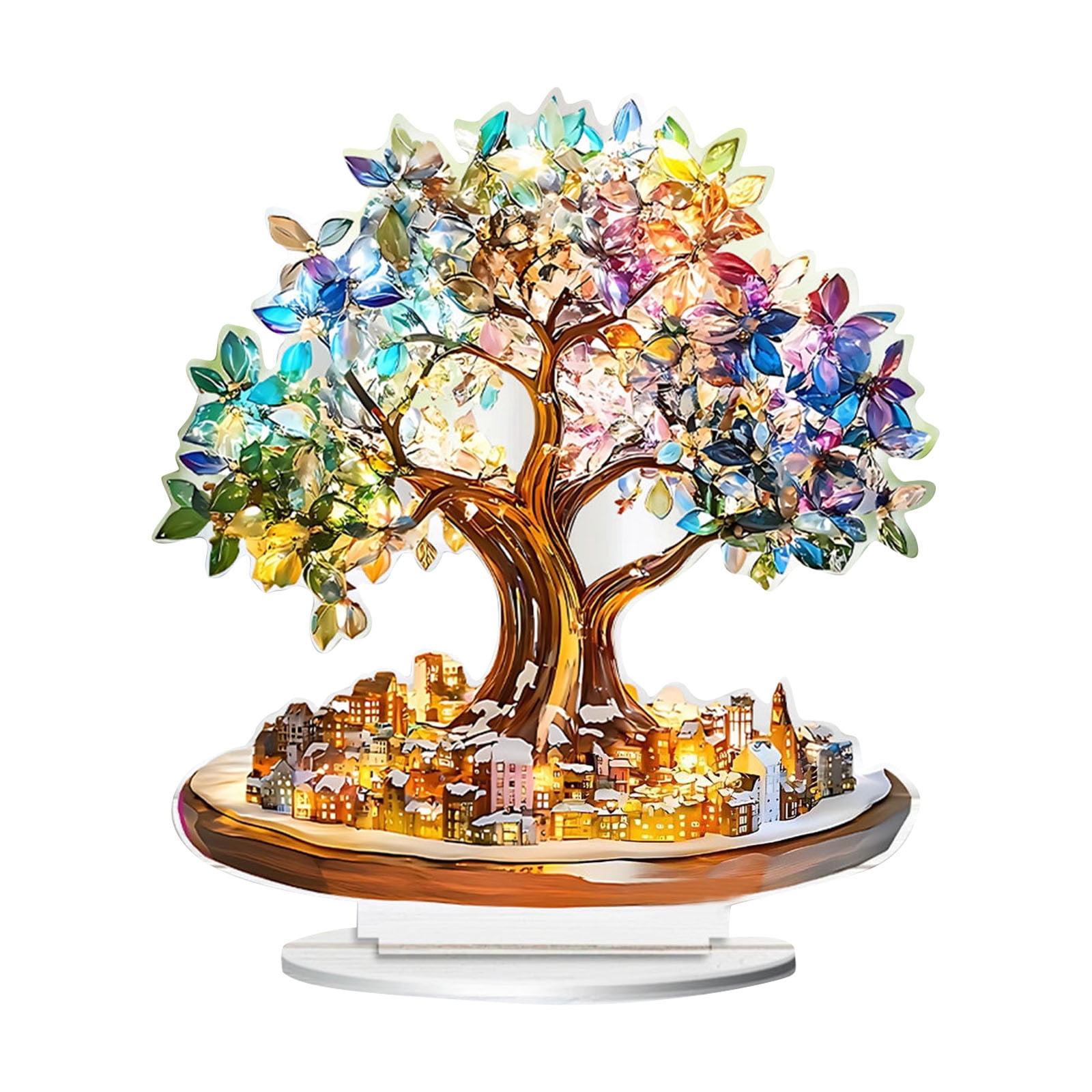 Dream Color Life Tree Town 2D Flat Acrylic Home Decor Entry Table Art ...