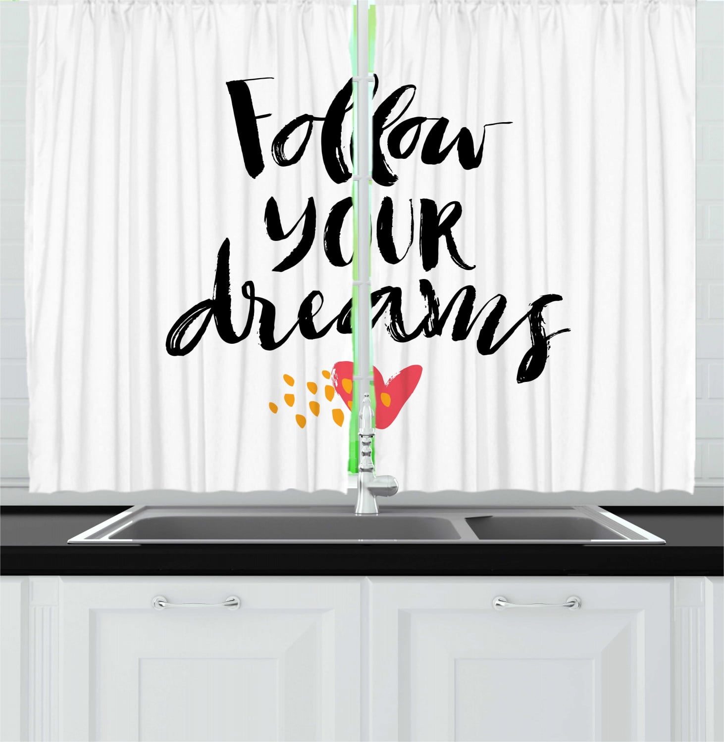 Dream Curtains 2 Panels Set, Brush Calligraphy Design Follow Your ...