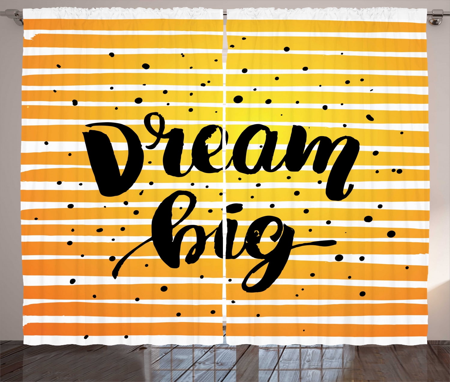 Ambesonne Dream Curtains 2 Panel Set, Horizontal Ombre Line Design, 108 ...