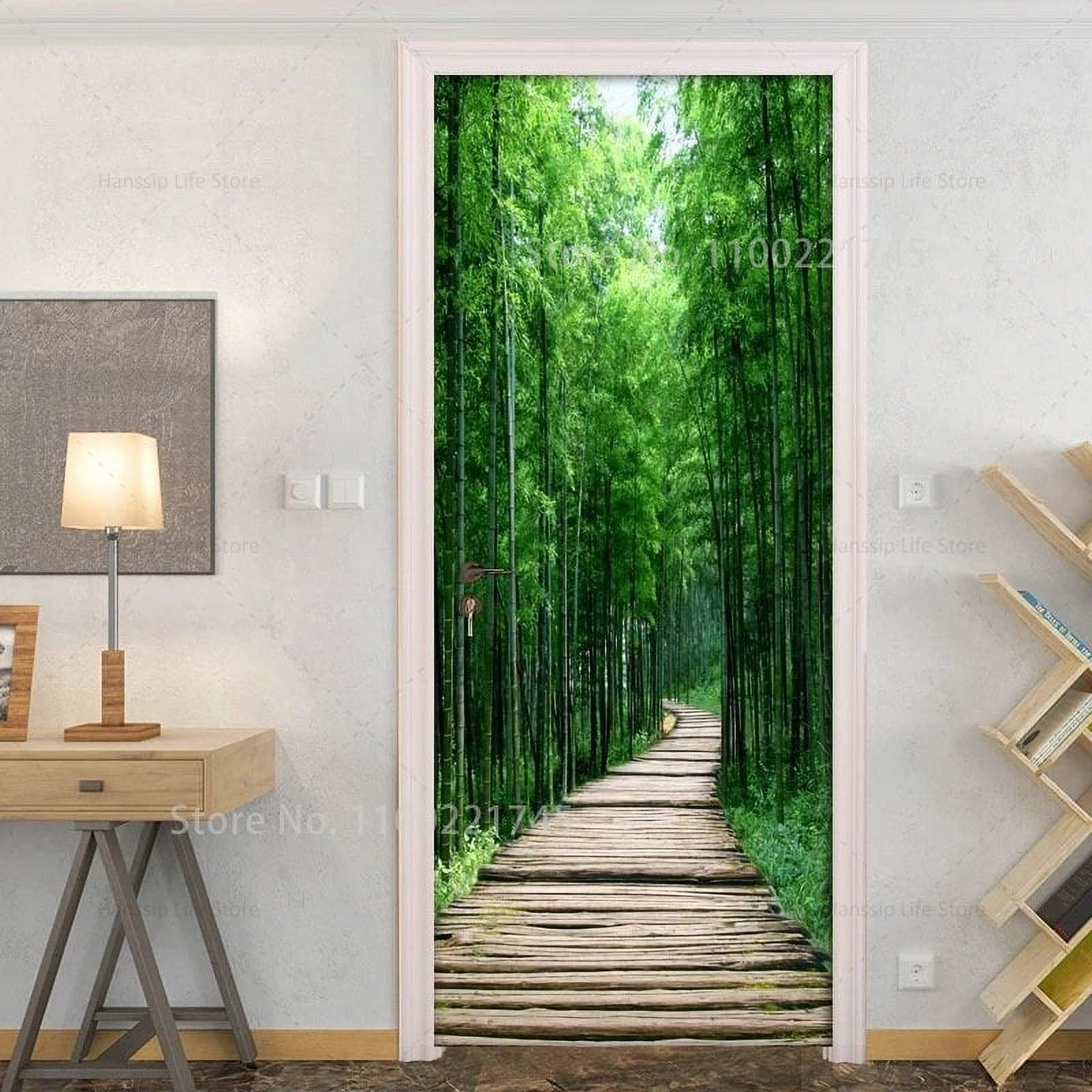 Dream Deep Forest Door Stickers Waterfall Scenery Home Decoration PVC ...