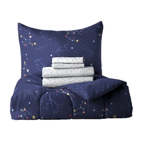 Dream Factory Space Galaxy Twin Bed in a Bag Blue, Microfiber Polyester ...
