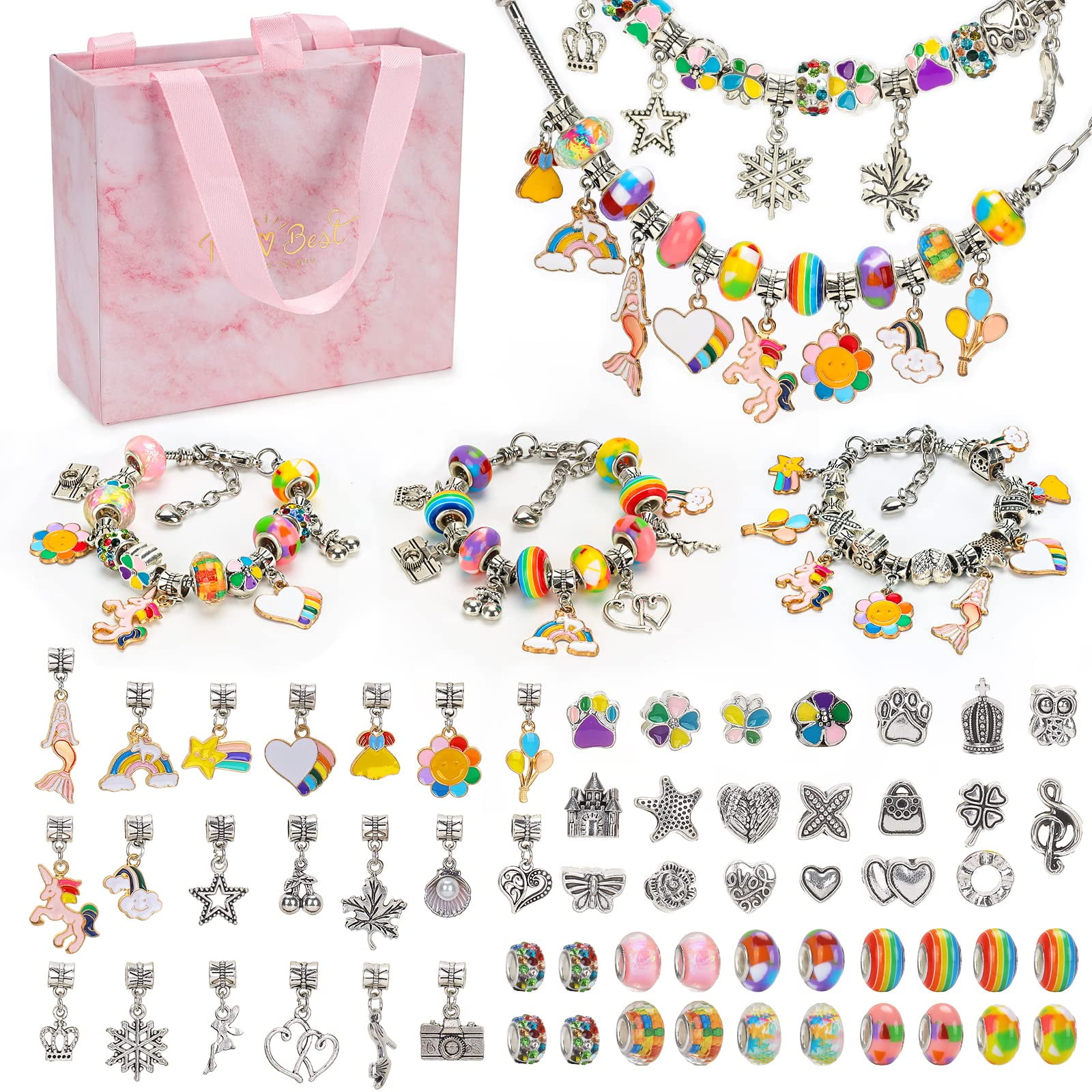 Dream Fun DIY Crystal Jewelry Making Kit for Girls Age 7-11, Bracelets ...